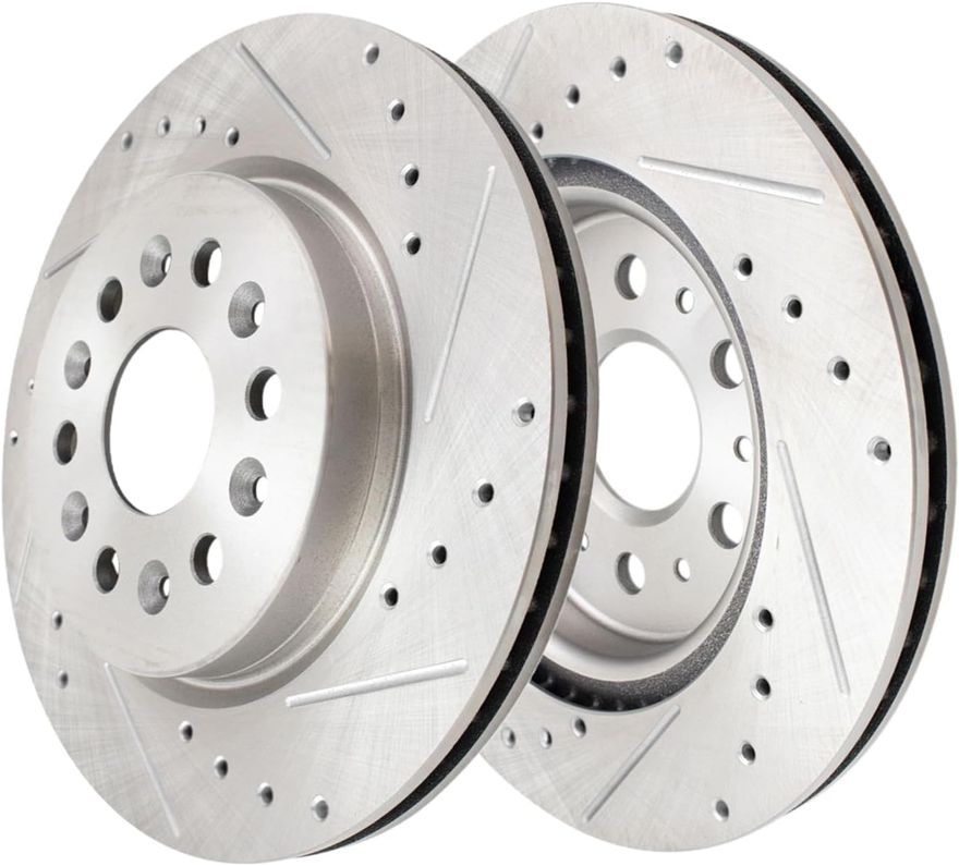 2020 Fiat 500X Front Drilled and Slotted Brake Rotors (Pair)